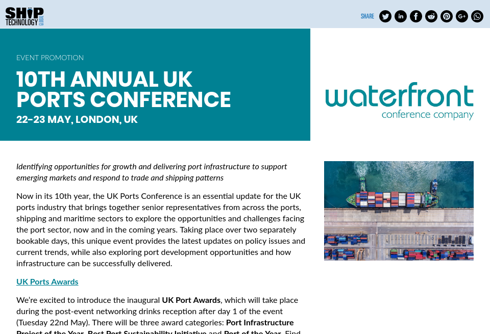 Event: UK Ports Conference - Ship Technology Global | Issue 53 | April 2018