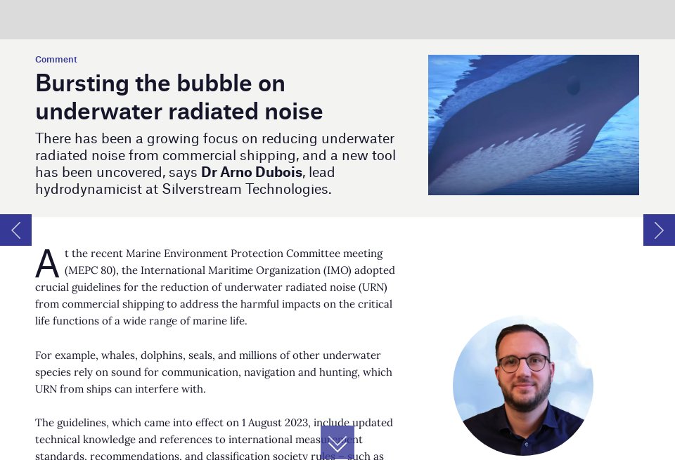 Bursting the bubble on underwater radiated noise - Ship Technology Global | Issue 88 | December 2023