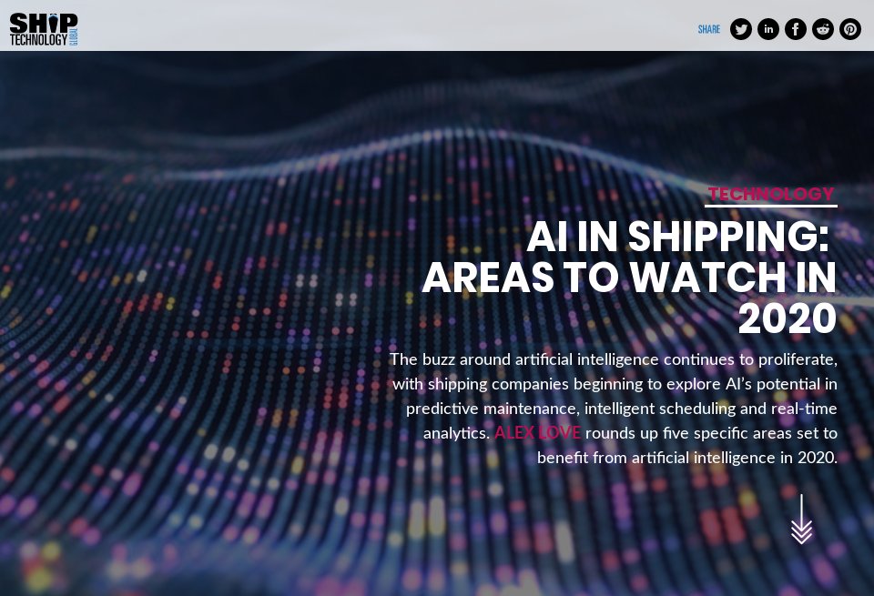 AI in shipping: areas to watch in 2020 - Ship Technology Global | Issue ...