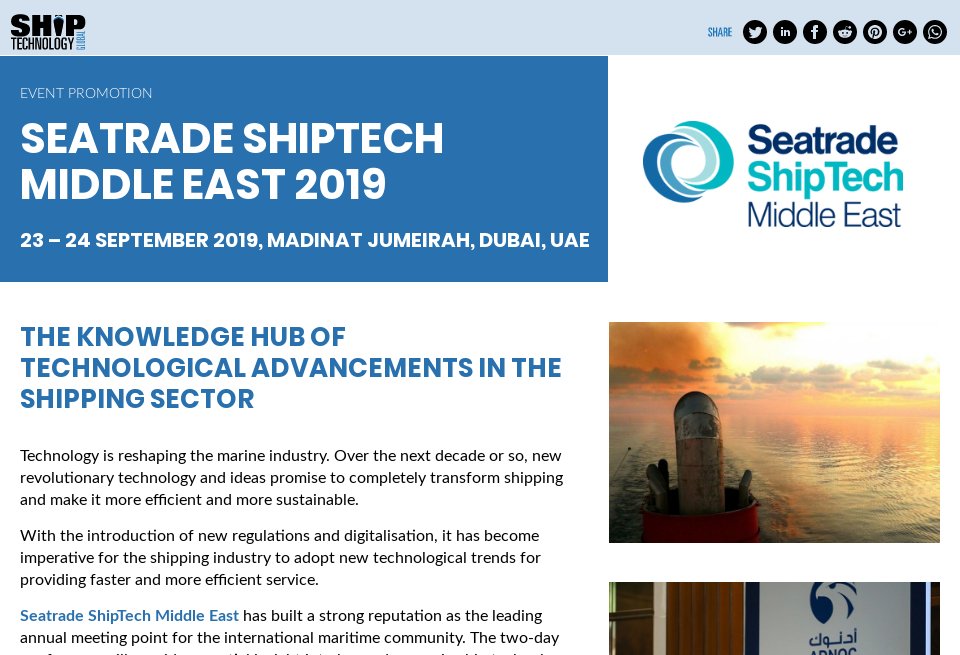 Event: Seatrade ShipTech Middle East 2019 - Ship Technology Global ...