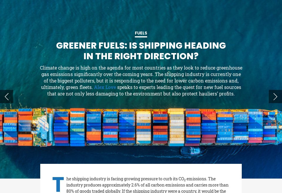 Greener fuels: Is shipping heading in the right direction? - Ship ...