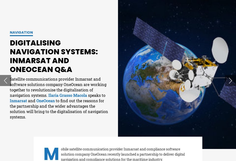 Inmarsat and OneOcean Q&A - Ship Technology Global | Issue 77 | July 2021