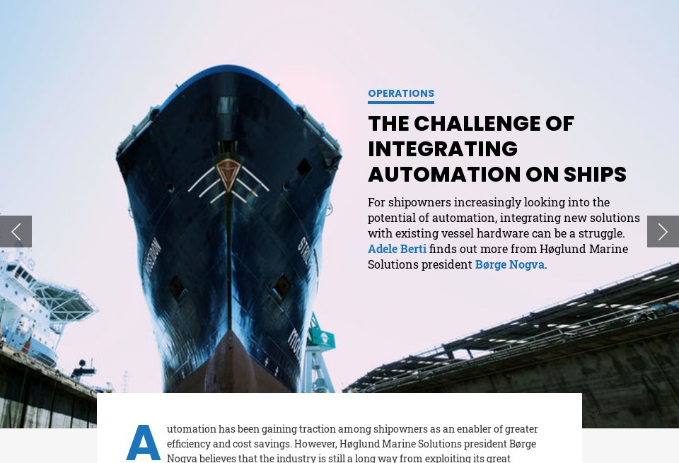 The challenge of integrating automation on ships - Ship Technology ...
