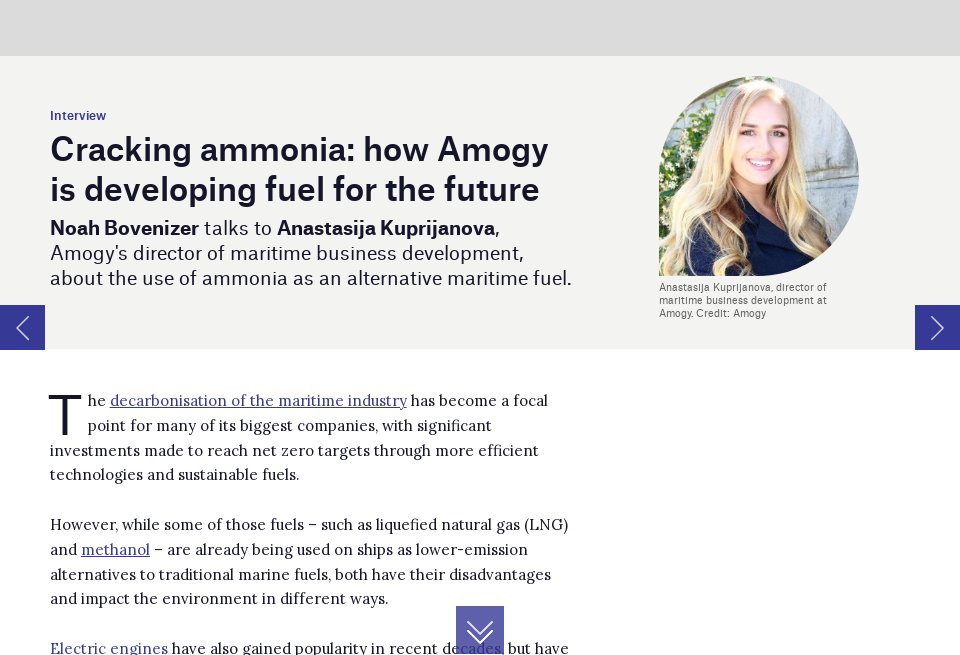 Cracking ammonia: how Amogy is developing fuel for the future - Ship Technology Global | Issue ...