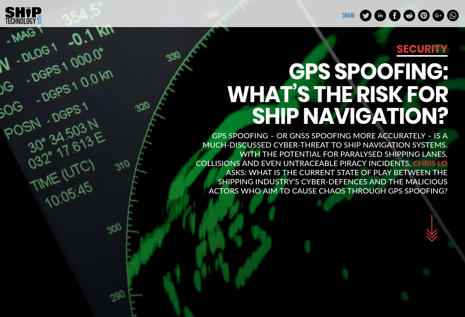 GPS spoofing: what’s the risk for ship navigation? - Ship Technology ...