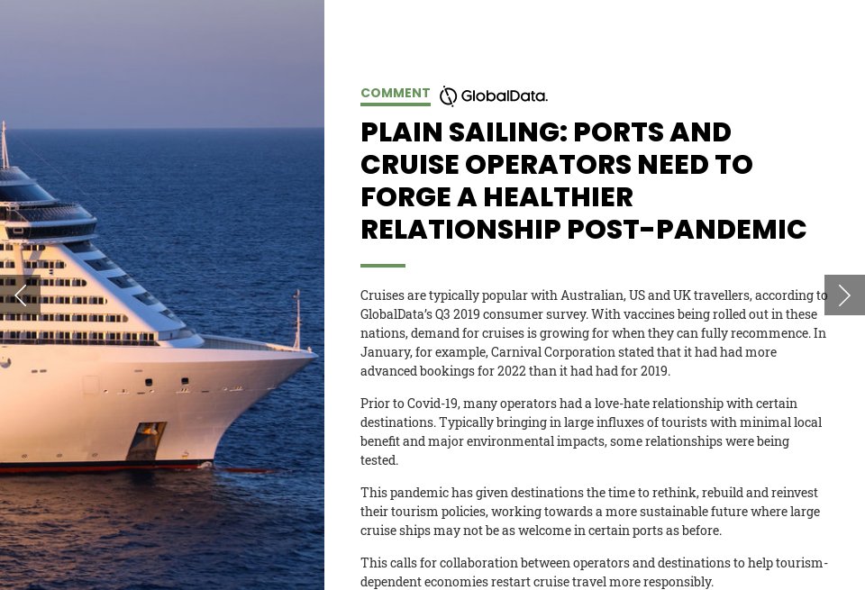 Cruise operators need a healthier relationship with ports post-pandemic ...