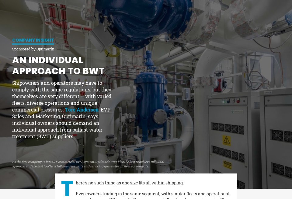 Optimarin Company Insight - Ship Technology Global | Issue 73 | November 2020