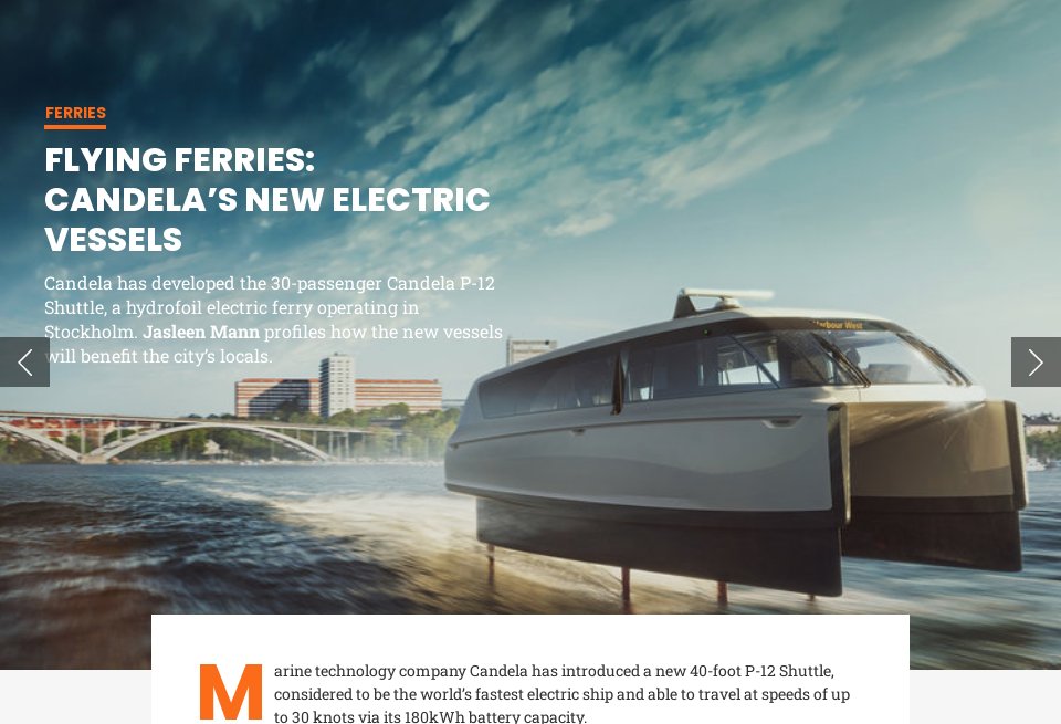 Flying ferries: Candela’s new electric vessels - Ship Technology Global ...