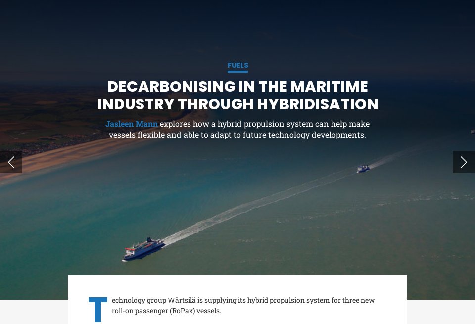 Decarbonising in the maritime industry through hybridisation - Ship ...