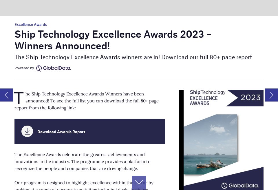 Excellence Awards - Ship Technology Global | Issue 87 | September 2023