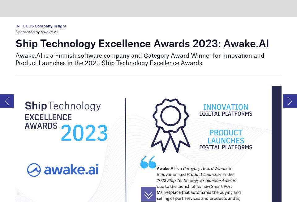 Excellence Awards 2023: Awake.AI - Ship Technology Global | Issue 87 | September 2023