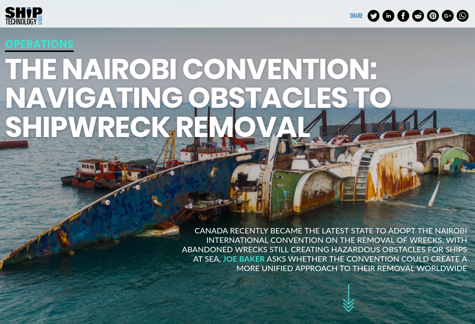 The Nairobi Convention: navigating obstacles to shipwreck removal ...